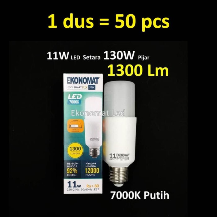 Jual 1 DUS 50 PCS Lampu LED Ekonomat SmartLUX Stik 1300 Lm 11W Putih ...