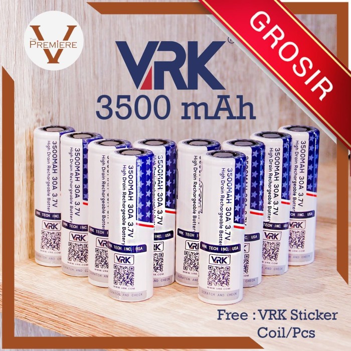Jual BATERAI VAPE VRK 3500 mAh 30A BATERAI 18650 BATRE VAPE BATRE 18650 ...