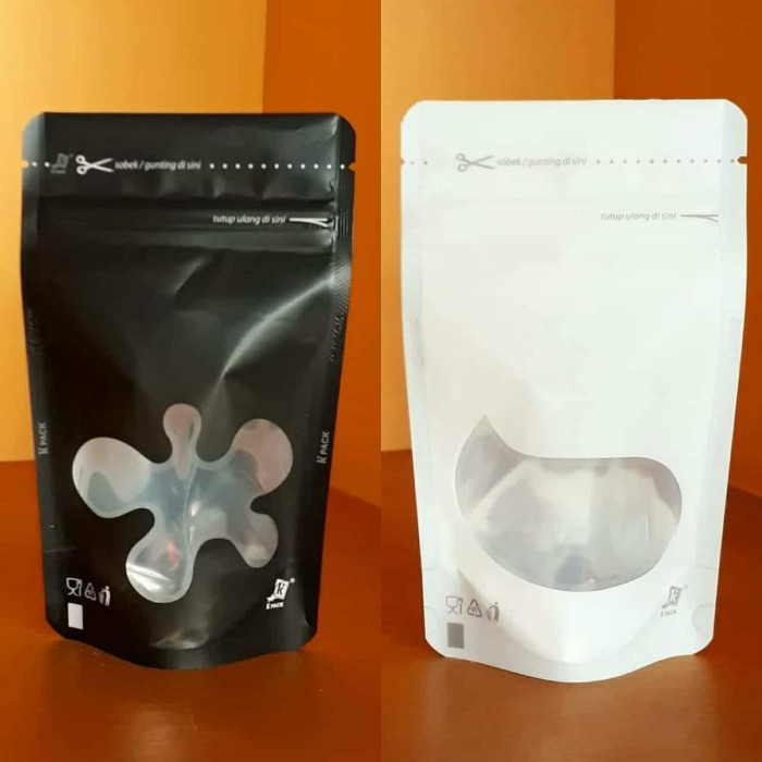 Jual STAND POUCH 250 GR PUTIH WINDOW DAUN/PLASTIK KLIP KEMASAN KOPI ...