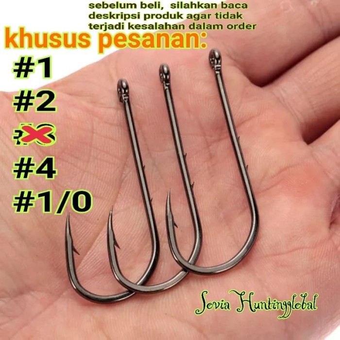 Jual mata pancing ikan atau kail mancing barbed baitholder hook #1 sd ...