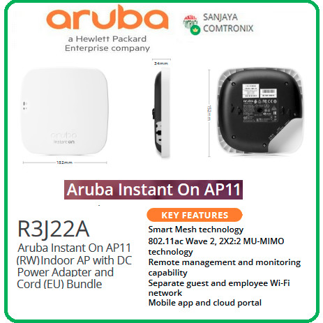 Jual Aruba R3J22A Instant On AP11 (RW) Indoor AP with DC Power Adapter ...