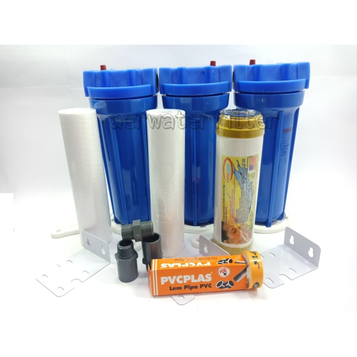 Jual Paket filter air berpasir, keruh dan berkapur - Housing biru ...