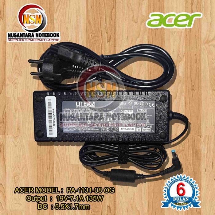 Jual Adaptor Charger Original Acer 19V-7.1A DC 5.5 X 1.7mm for Laptop Acer - Jakarta Pusat ...