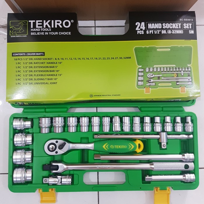 Jual Tekiro Kunci Shock Set 8 - 32 mm 6 PT 1/2" 24pcs sock set hand socket - Kota Bogor - toko ...