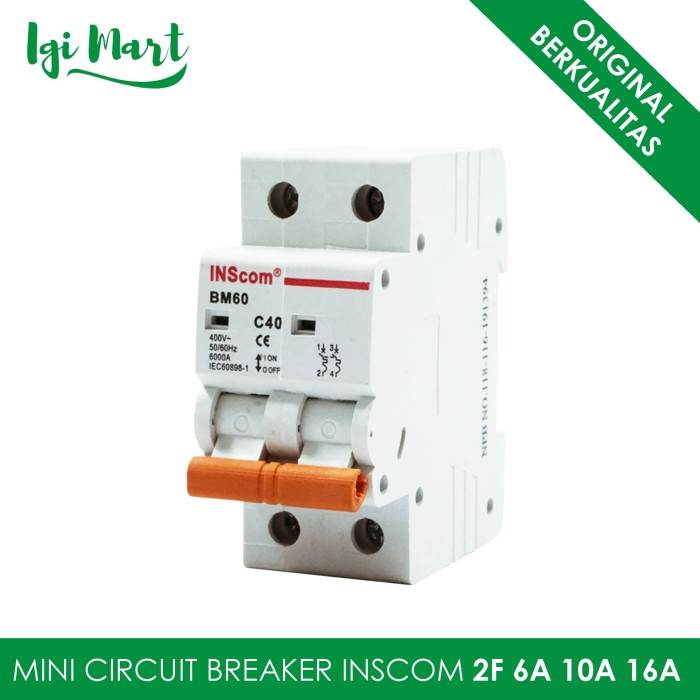 Jual MCB LISTRIK INSCOM 2P 6A 10A 16A / MINI CIRCUIT BREAKER 2 PHASE 2 POLE - 6A - Kota Surabaya ...
