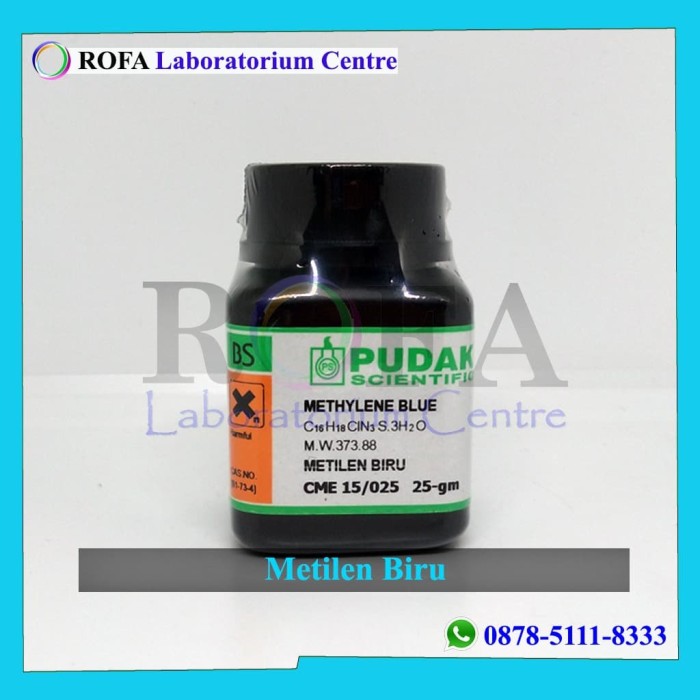Jual Metilen Biru | Methylen Blue| C16H18N3SCl 25 gram - Kota Bandung ...