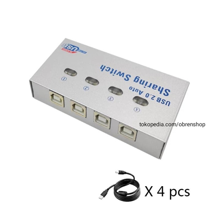 Jual USB SHARING SWITCH PRINTER 4 PORT WITH 4 PCS KABEL - Jakarta Pusat - Obren Shop | Tokopedia