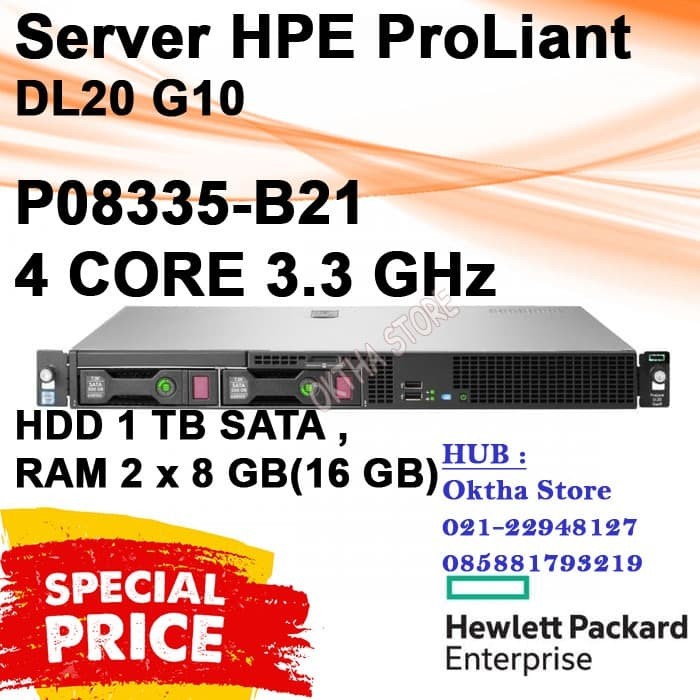 Jual Server HP ProLiant DL20 Gen10 16GB (2x 8GB ) 1 TB - Jakarta Timur ...