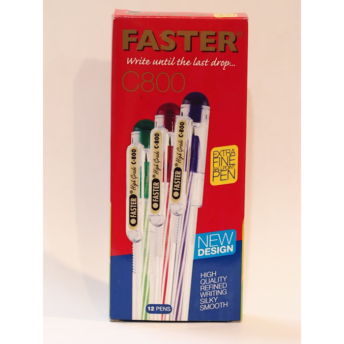 Promo Ballpoint /Pulpen Faster C800 , 0.7mm isi 12 pcs- Black - Kota ...