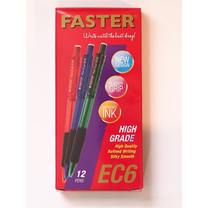 Promo Ballpoint/ Pulpen Faster EC6, 0.7mm isi 12 pcs- Black - Kota ...