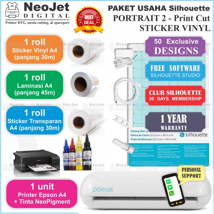 Jual Paket Mesin Cutting Sticker Mini Print Cut Printer A4 Stiker Vinyl ...