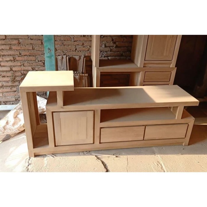 Jual Meja TV Minimalis Mentah Kayu Jati - Kab. Jepara - mebel meja ...