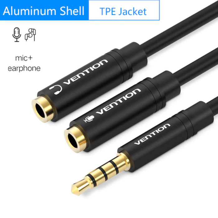 Jual Vention BBV Kabel Aux Audio Splitter 3.5mm 4Pole Male to 2 Female ...