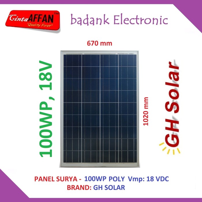 Jual Panel Surya 100Wp POLY - Solar Panel 100 Watt PV 100 Wp - Kota ...