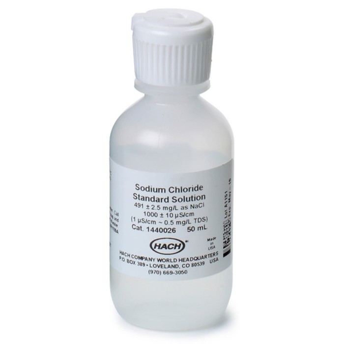 Jual Conductivity Standard Solution 1000 µS/cm NaCl 50 ml | Hach 14400 ...