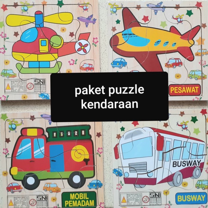 Jual Paket Puzzle Kendaraan - Mainan Edukasi Kayu Puzzle Kendaraan ...