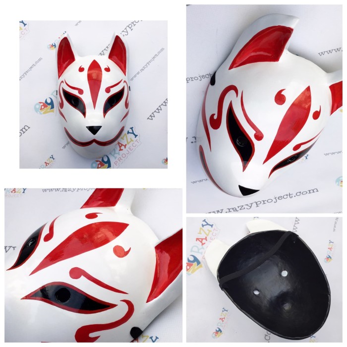 Jual Mask Topeng Kayu Cosplay Anime Kitsune Fox Rubah Red Merah 03 ...
