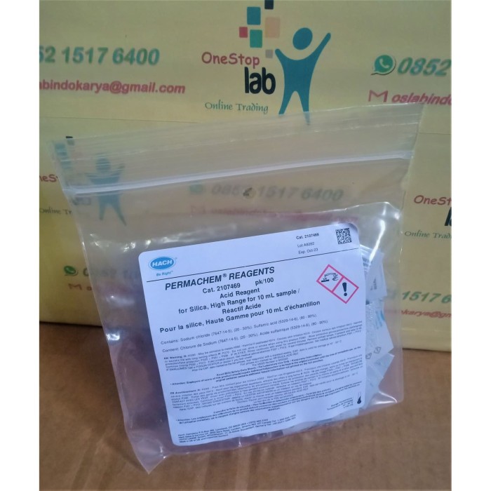 Jual HACH 21074-69, Acid Reagent Powder Pillow for HR Silica, 10-mL, pk ...