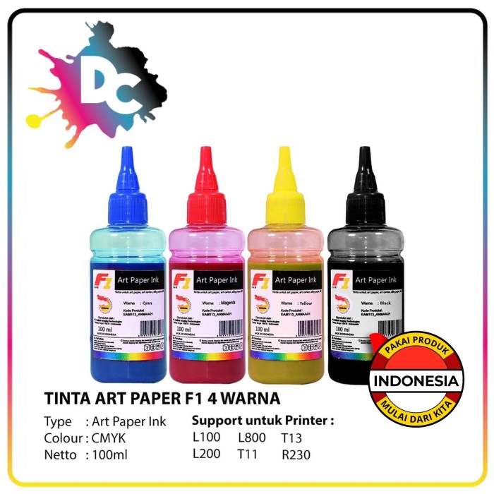 Jual Tinta F1 Art Paper Refill / Isi Ulang / Infus Epson 100ml 1 set ...