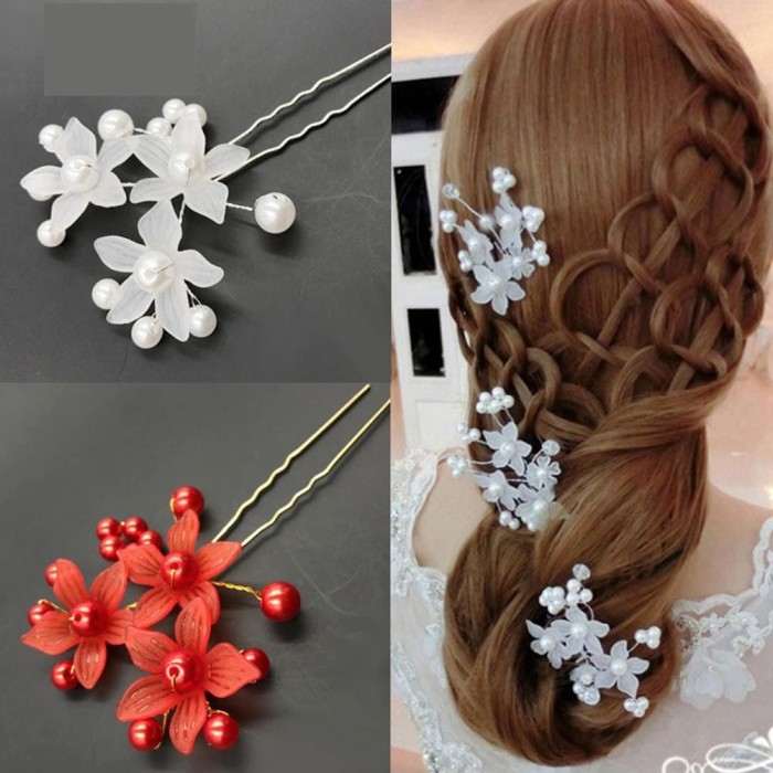 Jual Hair Pin / Pin Jepit Hiasan Rambut Sanggul Pesta Bunga dan Mutiara ...