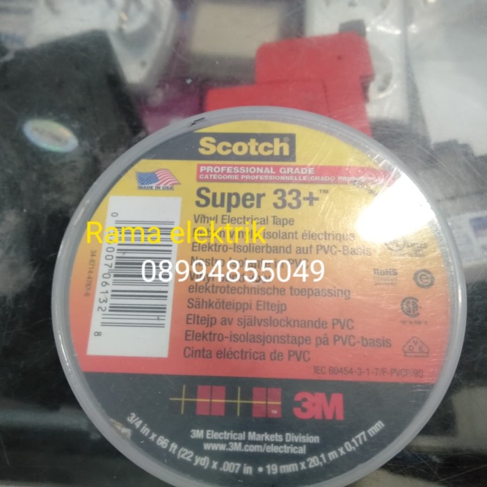 Jual 3M isolasi scotch super 33+ vinyl electrical tape original ...