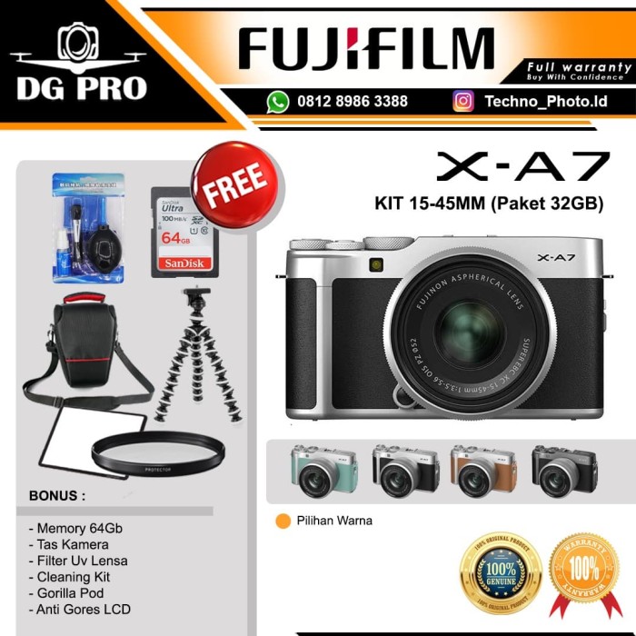 Jual FUJIFILM XA7 X-A7 KIT XC 15-45MM FREE 64GB ACC - KAMERA ORIGINAL ...