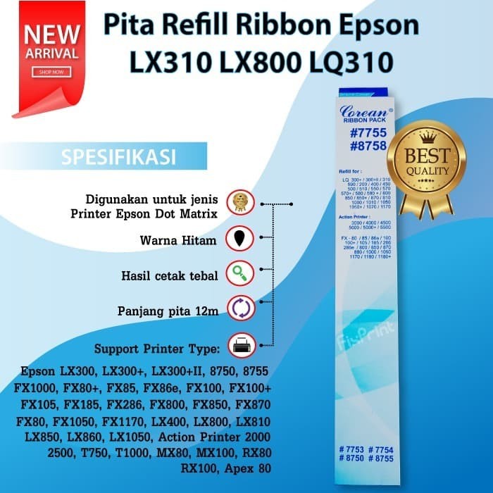 Jual Pita Refill Ribbon 8758 PRINTER Epson LX-310 LX300 LX800 LQ310 ...