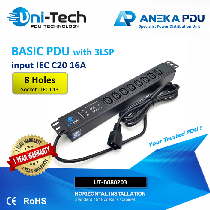 Jual PDU 8 Holes C13 Style with 3LSP, Input C20 16A - Jakarta Utara - ANEKA PDU | Tokopedia