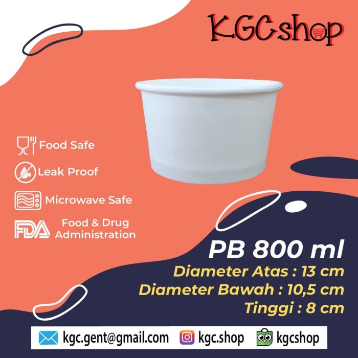 Jual Paper Bowl / Mangkok Kertas / Mangkok Bakso / 800ml [min 50 pcs ...
