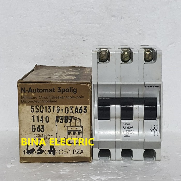 Jual MCB Siemens 3P 63A 5SQ13 3kA 3 Phase 63 Ampere 3 kA - Jakarta Pusat - Bina Electric | Tokopedia