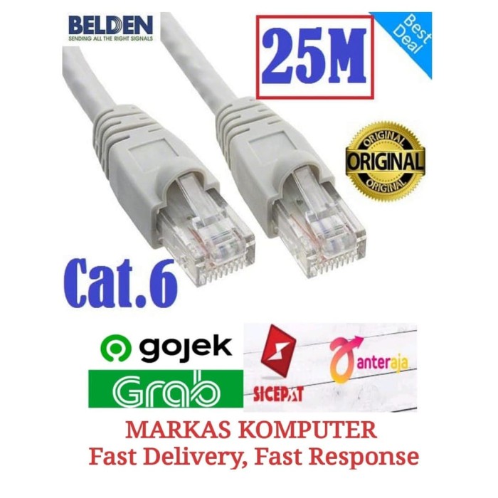 Jual Kabel Lan Belden Cat 6 USA 25 meter Siap Pakai/25M / 25meter UTP ...