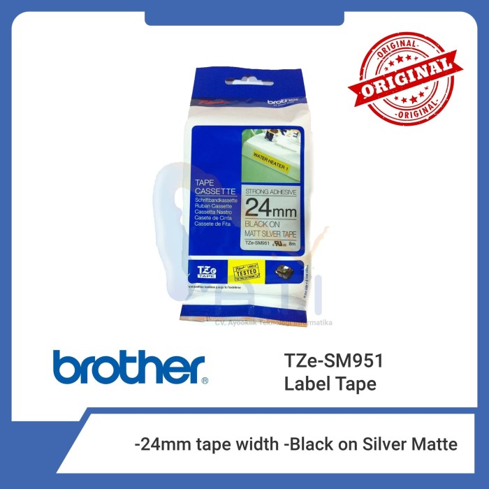 Jual BROTHER Label Tape TZE SM951 Strong 24mm Black On Matte Silver ...