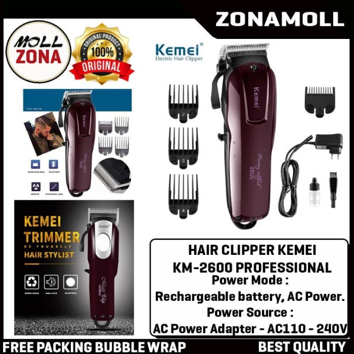 Jual KEMEI KM-2600 HAIR PROFESSIONAL CLIPPER RECHARGEABLE ELECTRIC ...