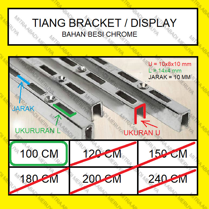 Jual Tiang Bracket 100 cm Rel Bracket Tiang Rel Breket Display ...