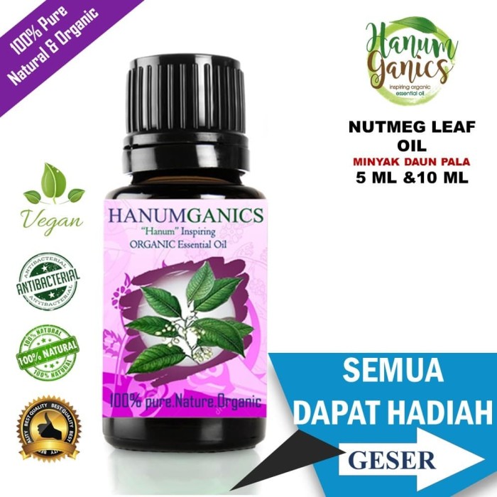 Jual NUTMEG LEAF ESSENTIAL OIL | MINYAK DAUN PALA MURNI ATSIRI HANUMGANICS - 5 ML - Kab. Bogor ...