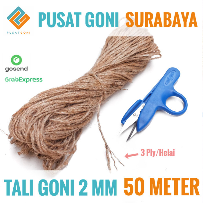 Jual Tali Goni 3 Ply 50 Meter - Tali Rami 2 MM - Tali DIY - Tali Kado ...