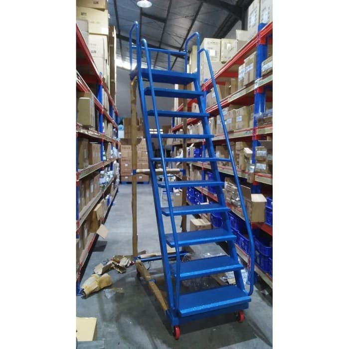 Jual Tangga Dorong Gudang Supermarket Tinggi 2.5 Meter . Rolling ...