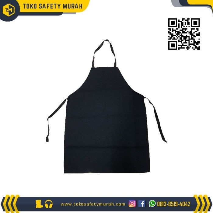 Jual Apron Drill Warna Hitam Polos Murah Celemek Kain Celemek Masak ...