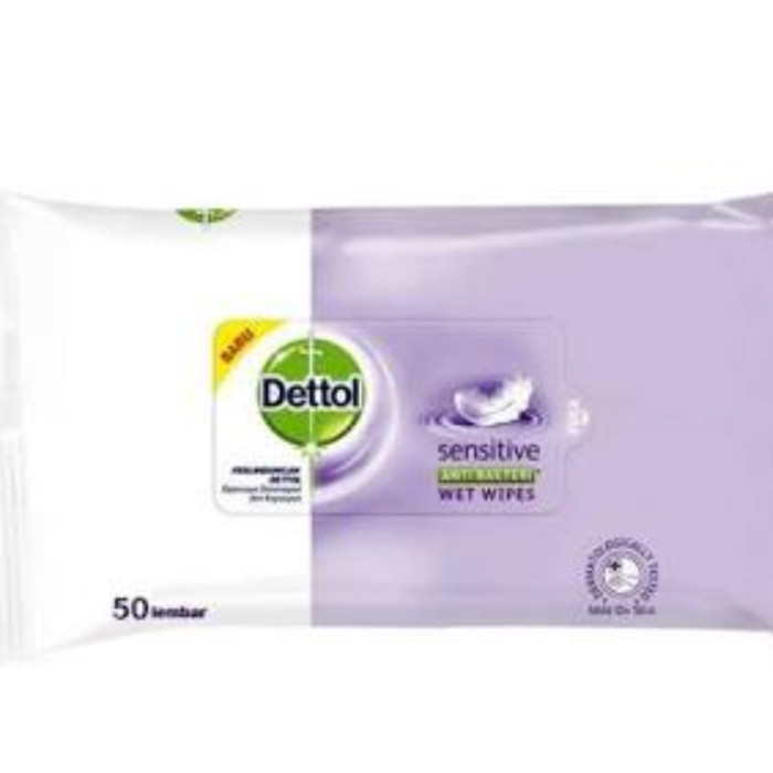 Jual DETTOL WET WIPES Sensitive isi 50 TISSUE TISU TISSU BASAH ...