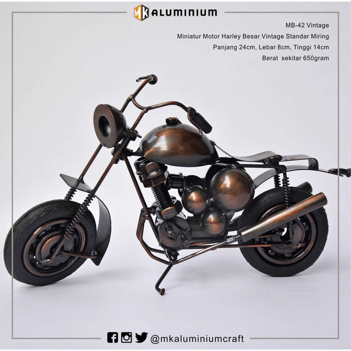 Jual Miniatur Sepeda Motor Harley Moge Besi Vintage Standar Samping ...