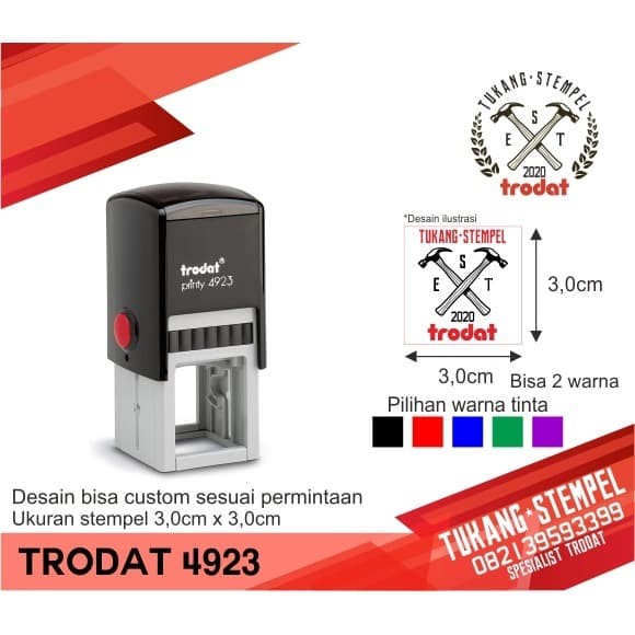 Jual Trodat 4923 Stempel custom kotak persegi ukuran 3 x 3cm - Kota ...