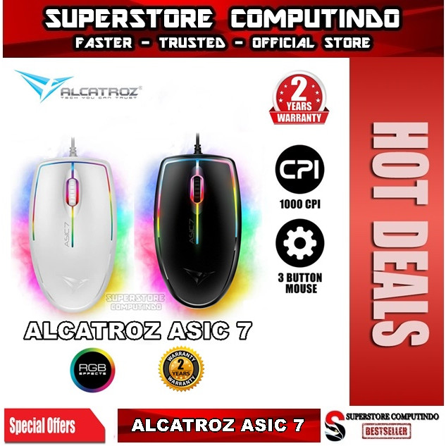 Promo Alcatroz Asic 7 RGB FX High Performance USB Mouse 1000cpi - Hitam ...