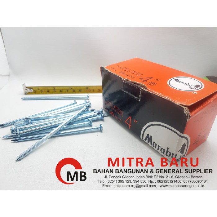 Jual Paku Beton Galvanis Marabu Putih 4 Inch / Paku Tembok Marabu Putih ...