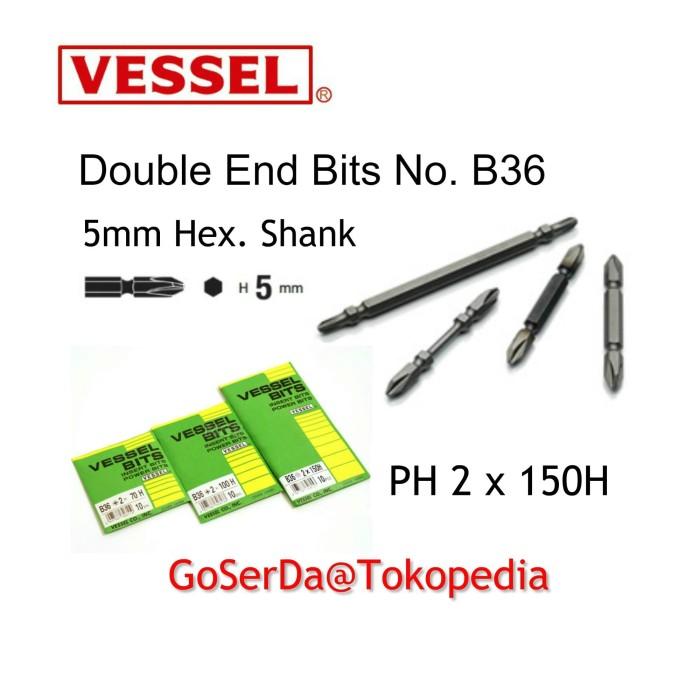 Jual Mata Obeng Angin VESSEL B36 x 150mm | Screwdriver Bits 5mm Hex ...