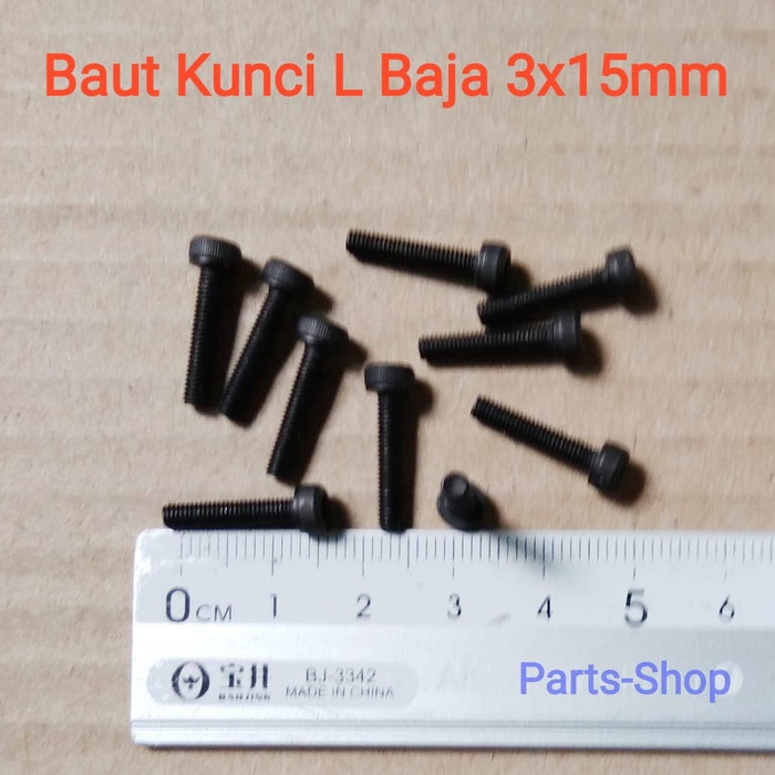 Jual 10Pcs Baut M3 15mm Baud Kunci L 2.5mm 3x15mm Baja Hitam - Kota ...