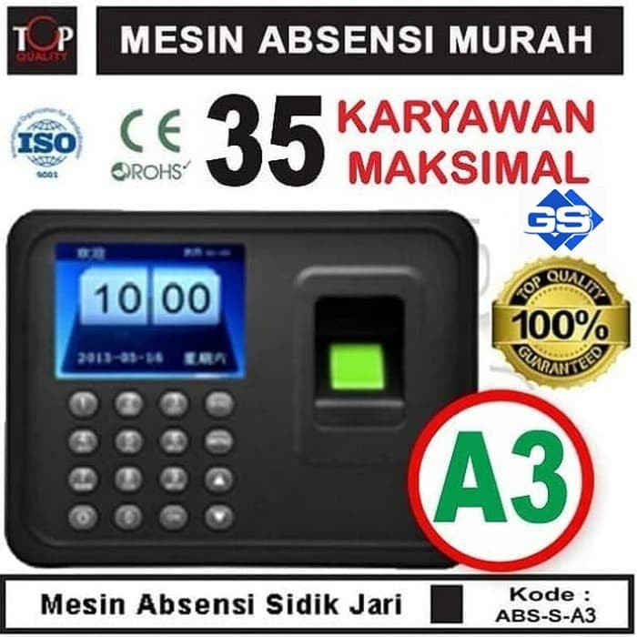 Jual MESIN ABSENSI / MESIN ABSEN / SIDIK JARI / FINGER PRINT A3 - Jakarta Timur - Glodok Shop ...
