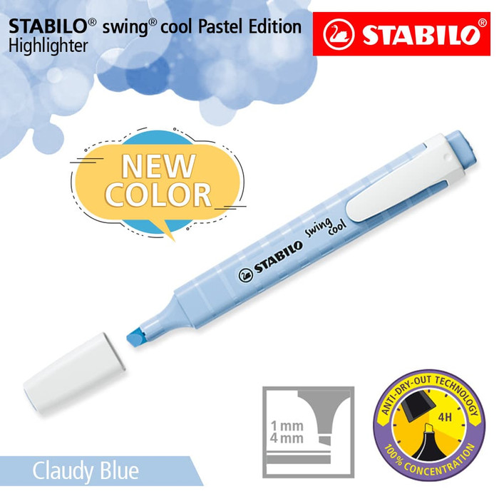 Promo STABILO Swing Cool Pastel Cloudy Blue / Highlighter Warna Biru ...
