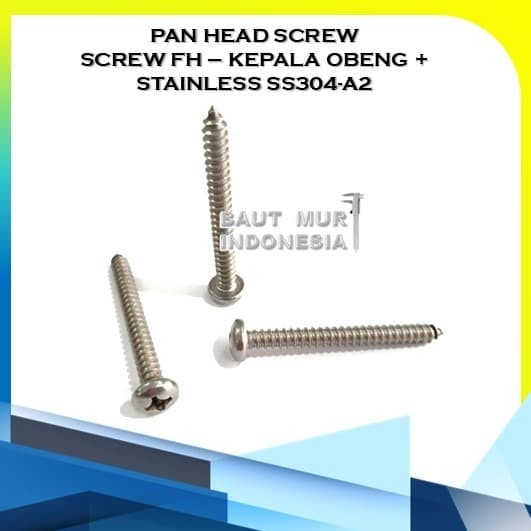 Jual TAPING SCREW SEKRUP PAB OBENG+ PAN HEAD PH+ STAINLESS SS304 #6X1/2 ...