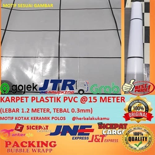 JUAL KARPET PLASTIK PVC 1 ROLL (15 METER) | MOTIF KERAMIK POLOS ...