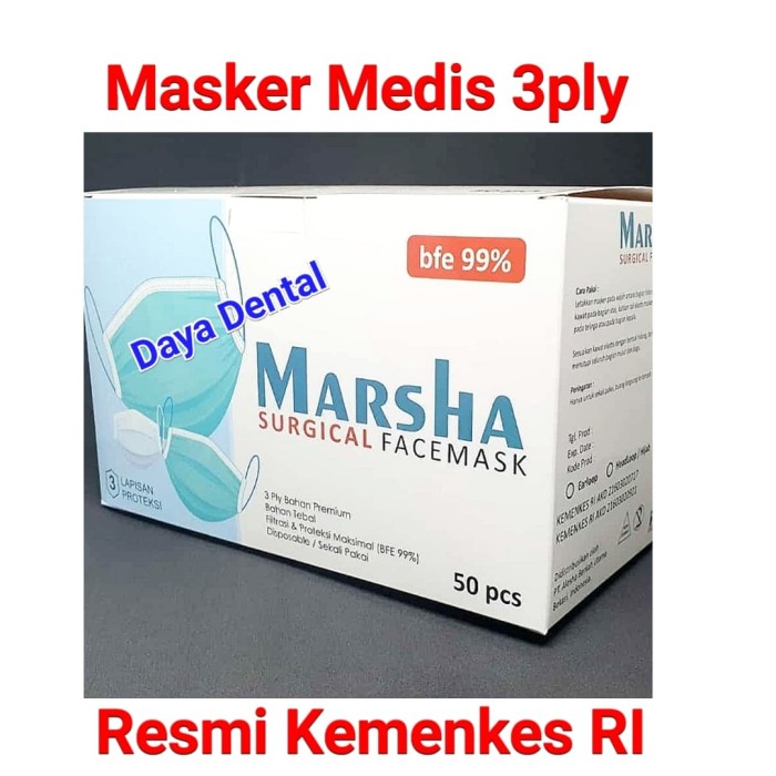 Jual Masker medis 3ply isi 50pcs/masker bedah/masker EARLOOP RESMI ...